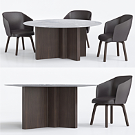 Minotti Bellagio Table and Creed Dining chair - Table + Chair - 3D model