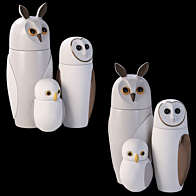 Owl Couple - Sculpture - 3D model