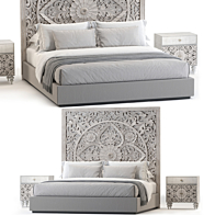 RH MODENA FABRIC FRAMED VERTICAL CHANNEL PANEL PLATFORM BED - Bed - 3D ...