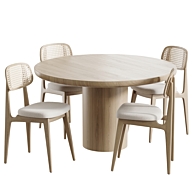 Roc Outdoor Dining Table And Chairs - Table + Chair - 3D model