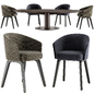 Minotti Bellagio Table and Creed Dining chair - Table + Chair - 3D model