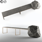 Rock-bench with steel frame - Urban environment - 3D model