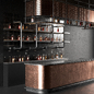 Black Bar Counter - Restaurant - 3D model