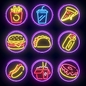 Fast food neon signs set - Neon - 3D model