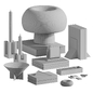 Decorative set with Fonte Table Lamp - Decorative set - 3D model
