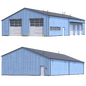 Blue Industrial Building - Building - 3D model