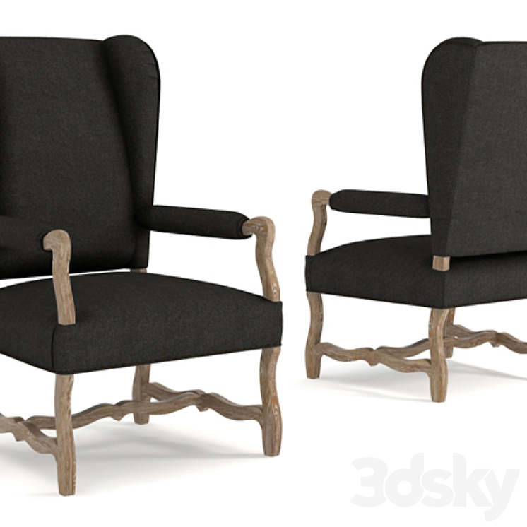 Belgium wing arm chair 8826-1100-2 w006 - Chair - 3D model