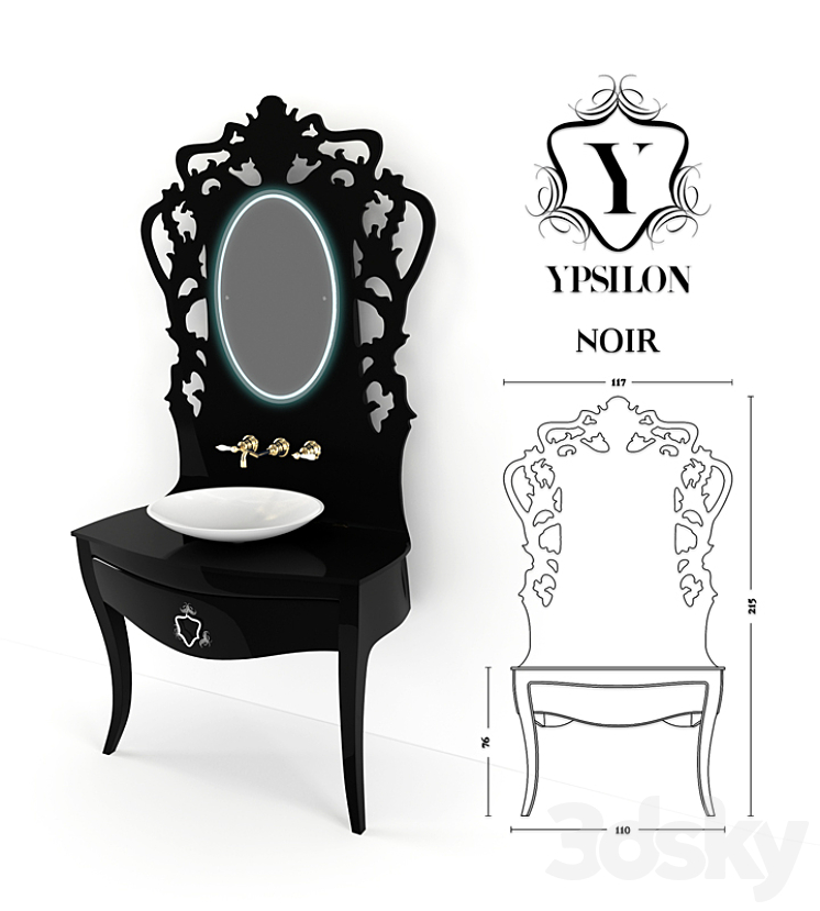 Ypsilon / Noir - Bathroom furniture - 3D model