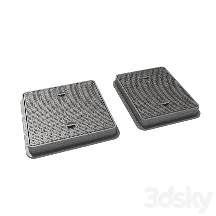 Hatch made of cast iron with - Urban environment - 3D model