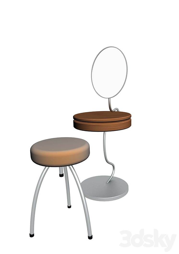 Perfume table and Ottoman - Table + Chair - 3D model