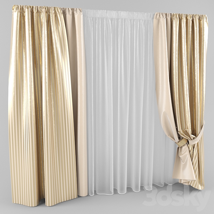 curtains double - Curtain - 3D model