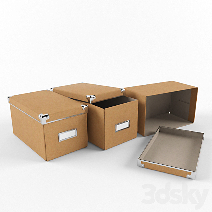 cardboard boxes with metal brackets - Other decorative objects - 3D model
