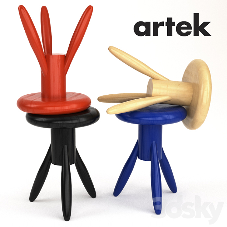 Artek - Baby Rocket stool - Table + Chair - 3D model