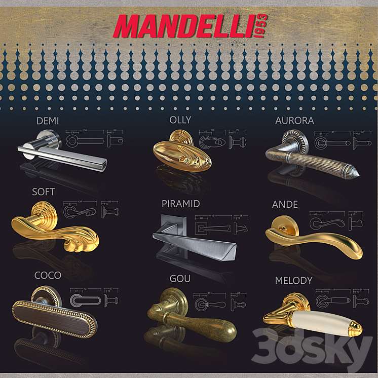 Door handles Mandelli - Doors - 3D model