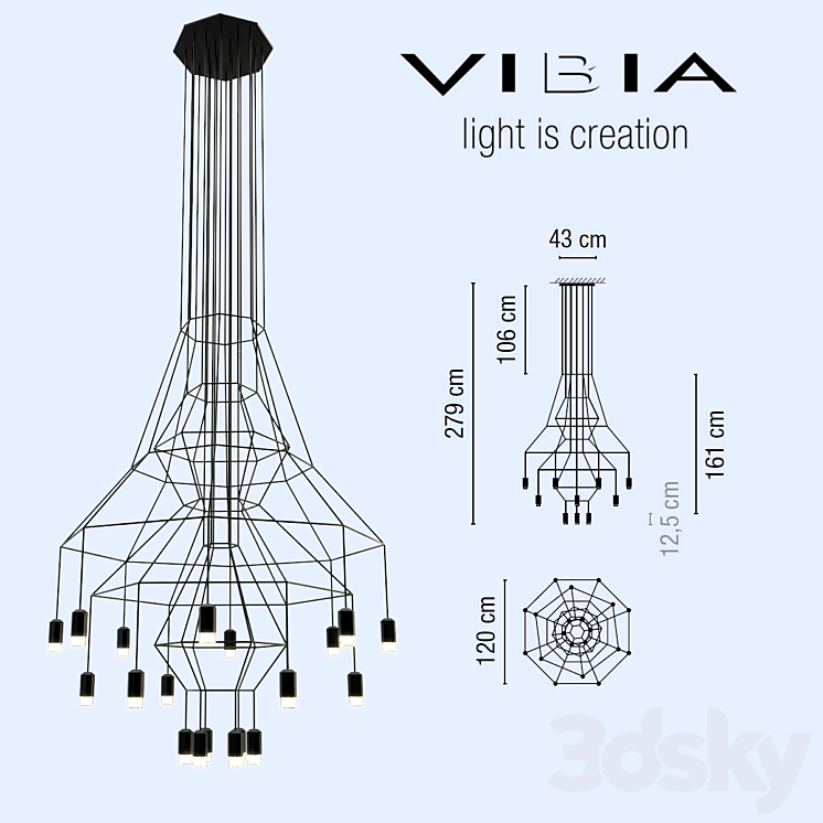 VIBIA / Wireflow - Pendant light - 3D model