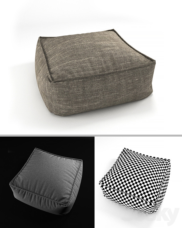 Poof square / Pouf Quad - Other soft seating - 3D model