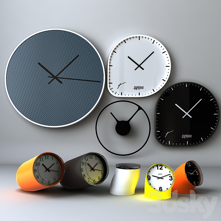 A selection of designer watches / Clock set - Watches & Clocks - 3D model