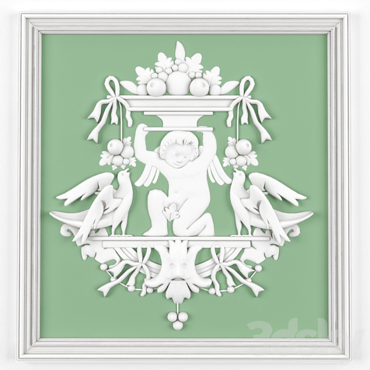 stucco angel and bird - Decorative plaster - 3D model