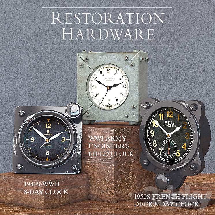 RH CLOCK DECORATION SET OF 3 - Watches & Clocks - 3D model