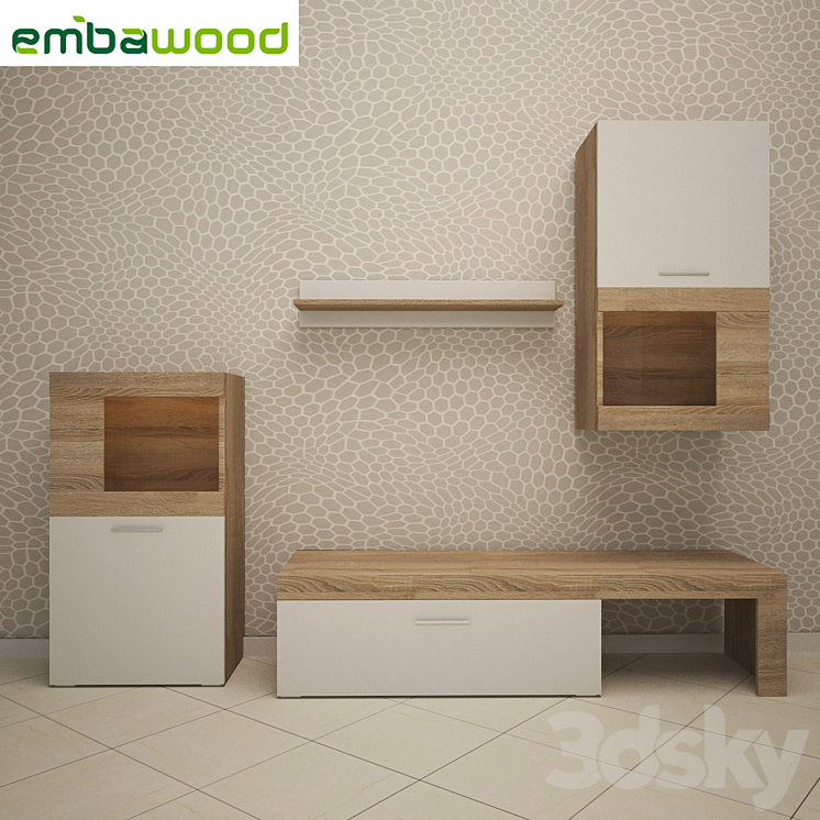 The wall of the Folk - Embawood - TV Wall - 3D model