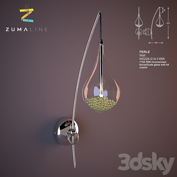 Zuma Line PERLE W0226-01A - Wall light - 3D model
