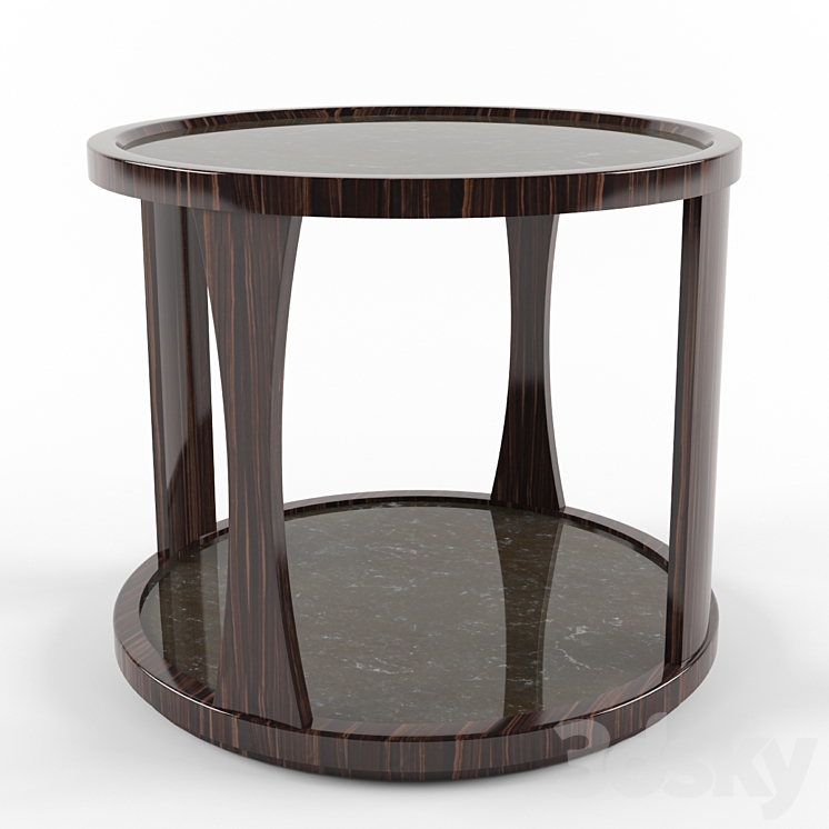 Ebony Wooden Table With Stone Top - Table - 3D model