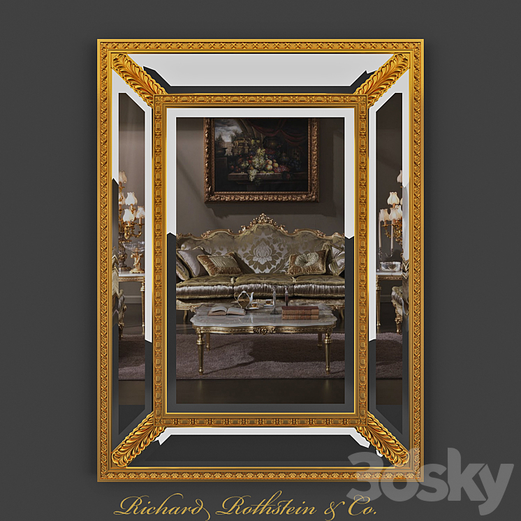 Double Framed Giltwood Formal Mirror - Mirror - 3D model