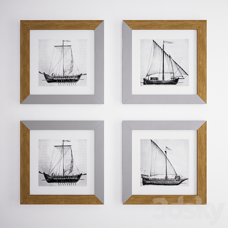 Polyptych Cossack boats D-TX Collections - Frame - 3D model