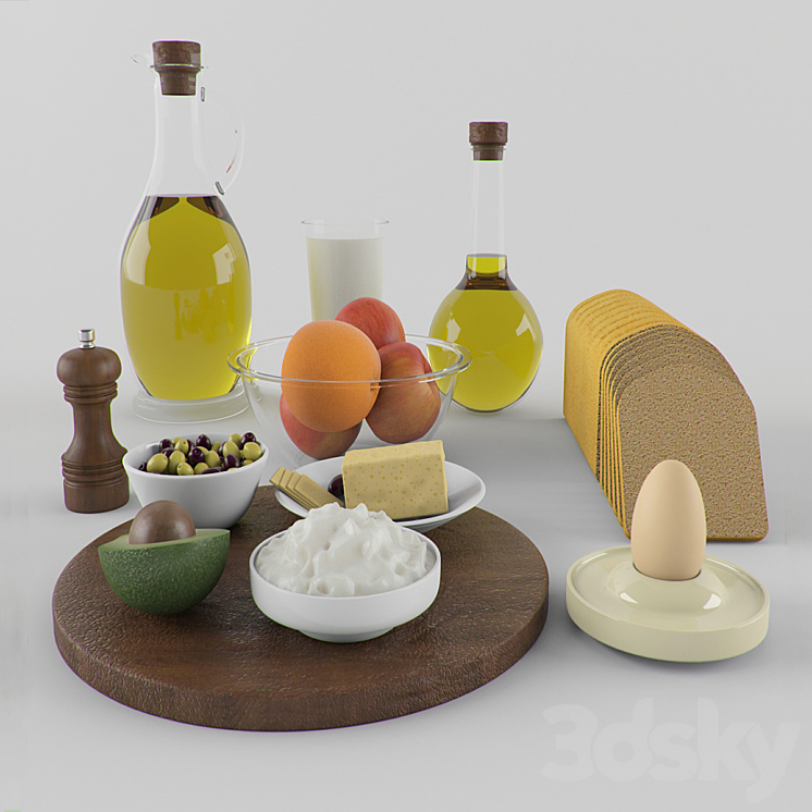 breakfast set 02 - Food and drinks - 3D model