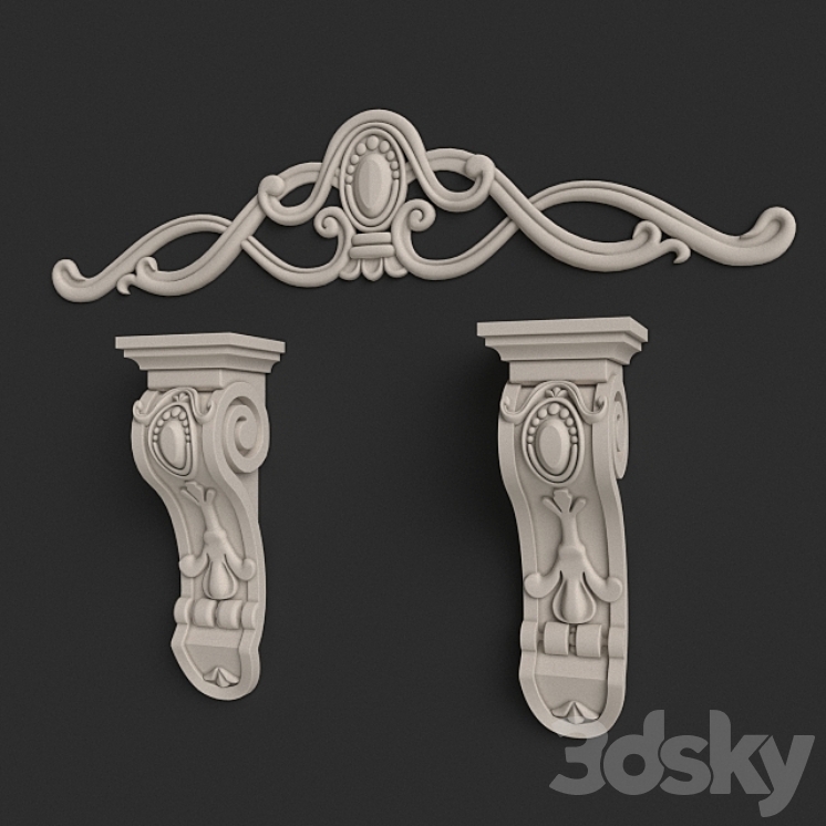 stucco elements, bracket and vignette - Decorative plaster - 3D model