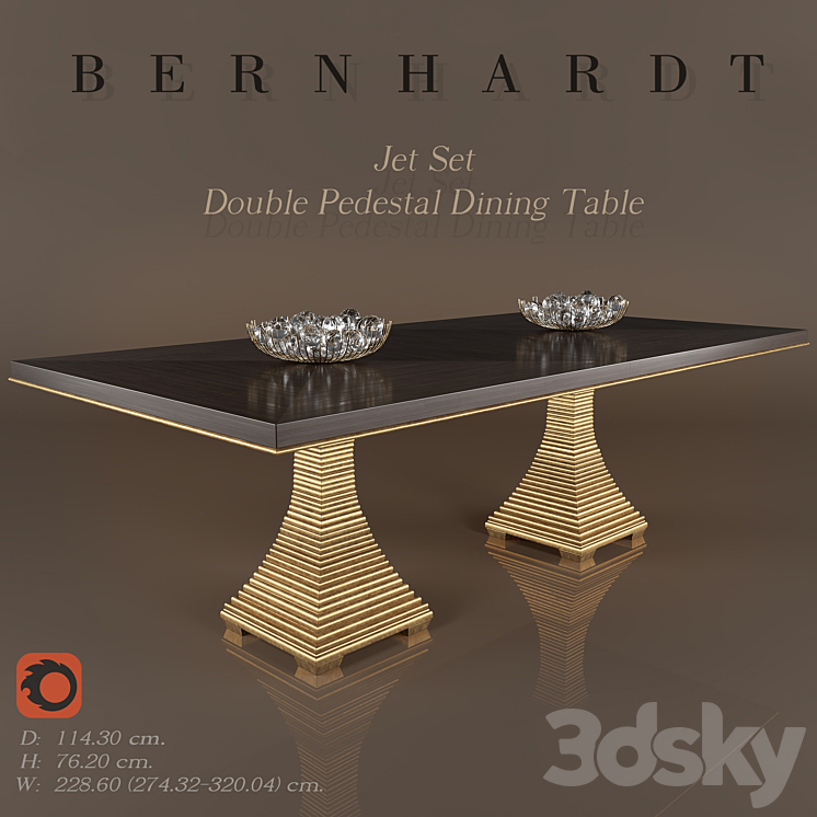 Bernhardt Jet Set Double Pedestal Dining Table - Table - 3D model