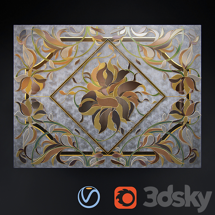 Stained glass flower - Windows - 3D model
