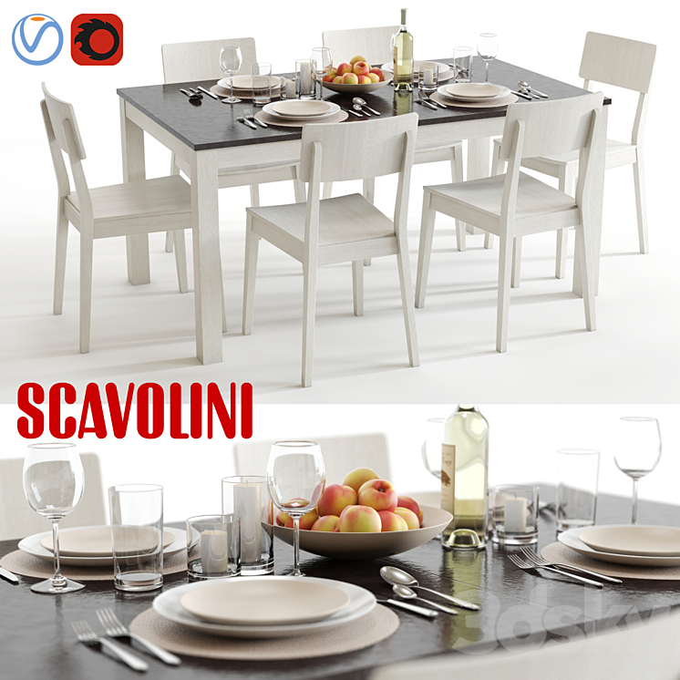 Scavolini Duke and Mika - Table + Chair - 3D model