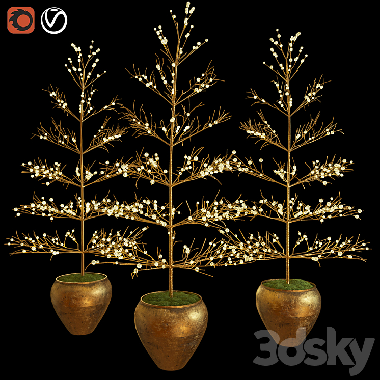 Glowing trees Restoration Hardware - Indoor - 3D model