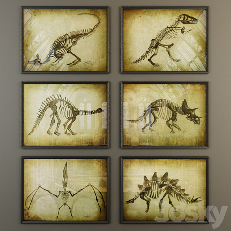Dinosaur Skeleton Art - Frame - 3D model
