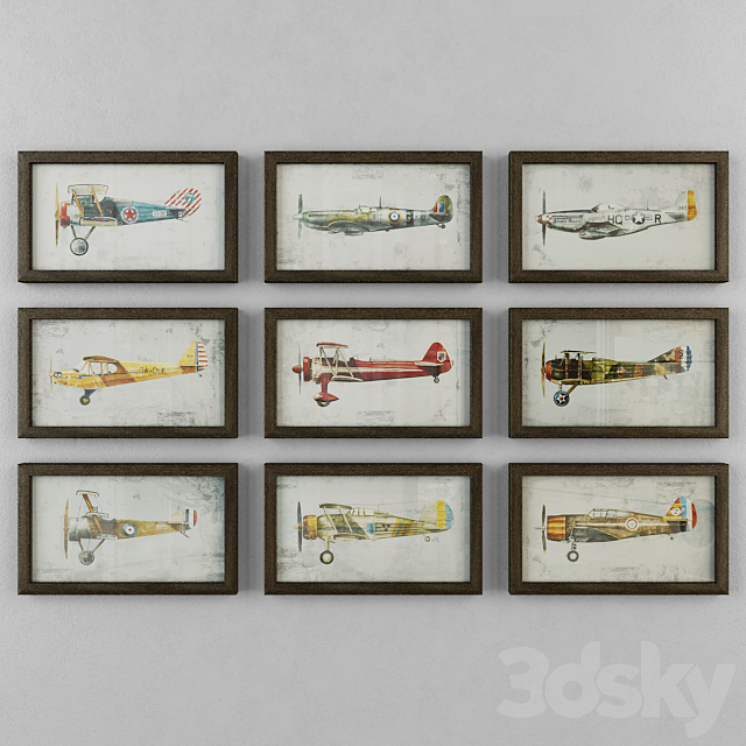 VINTAGE PROP PLANE ART - Frame - 3D model