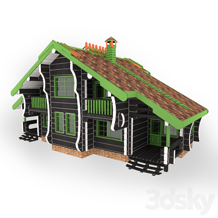 Residential building of mast timber - Building - 3D model