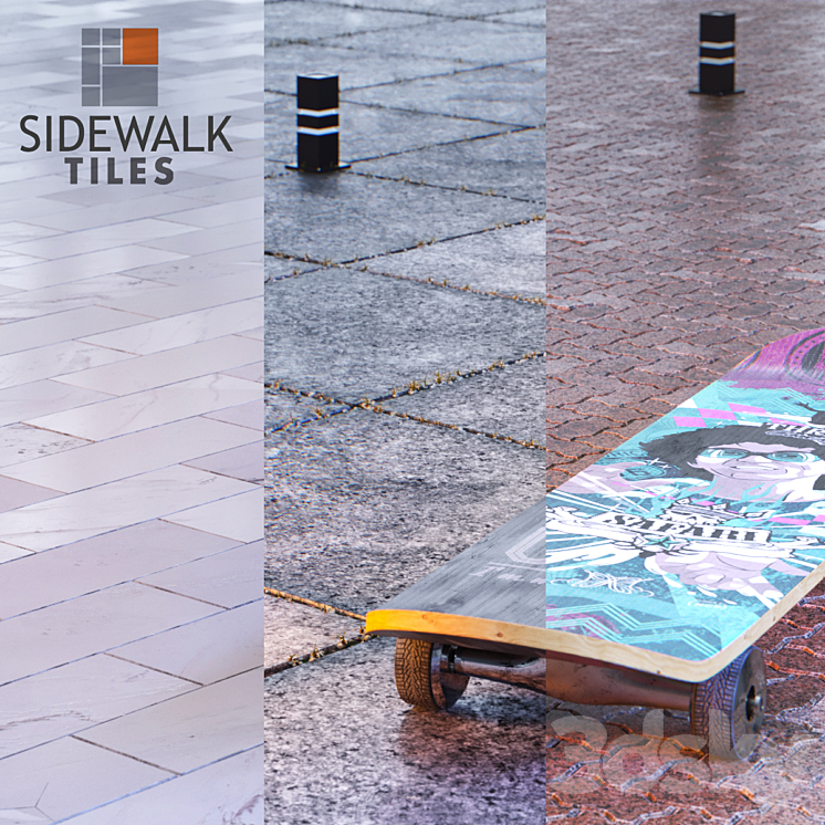 Sidewalk Tiles / Paving Tiles - Paving - 3D model