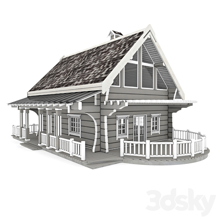 Residential building of mast timber 2 - Building - 3D model