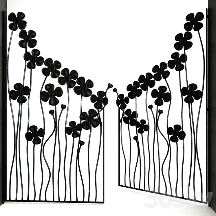 Flowers Door Gate - Fence - 3D model