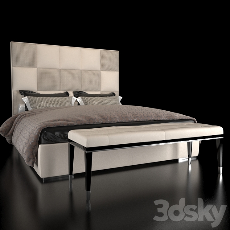 Fendi bed Diamante and bench Dedalo - Bed - 3D model