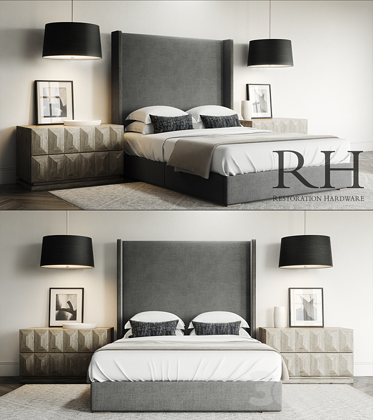 Lawson Custom Platform Bed Set / Restoration Hardware - Bed - 3D model
