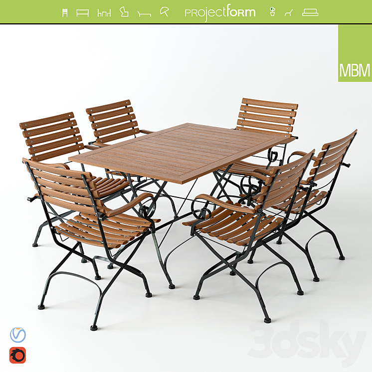 BRAZIL Table & Chair by MBM - Table + Chair - 3D model
