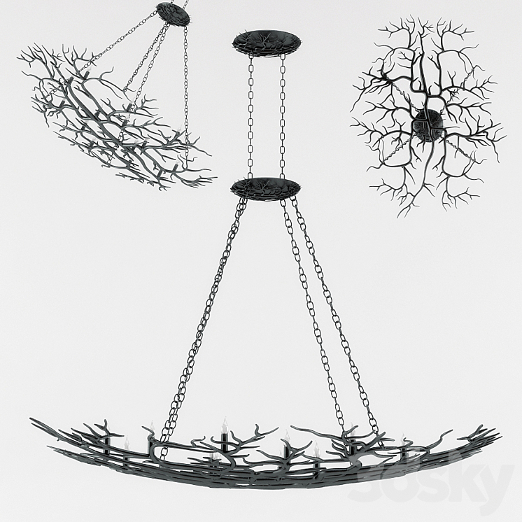 Currey & Company Rainforest Chandelier Lighting - Pendant light - 3D model