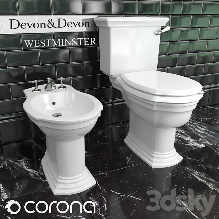 Toilet bowl and bidet Devon & Devon Westminster - Toilet and Bidet - 3D ...