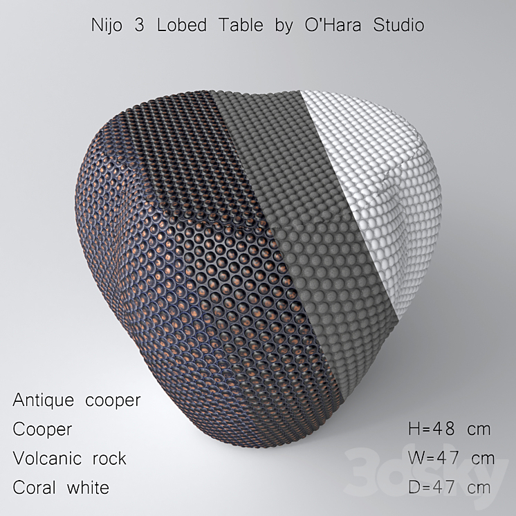 Nijo 3 Lobed Table by O'Hara Studio - Table - 3D model