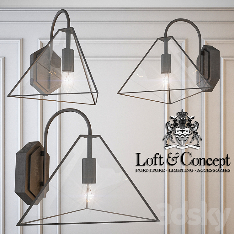 Wall scone pyramid glass bra - Wall light - 3D model