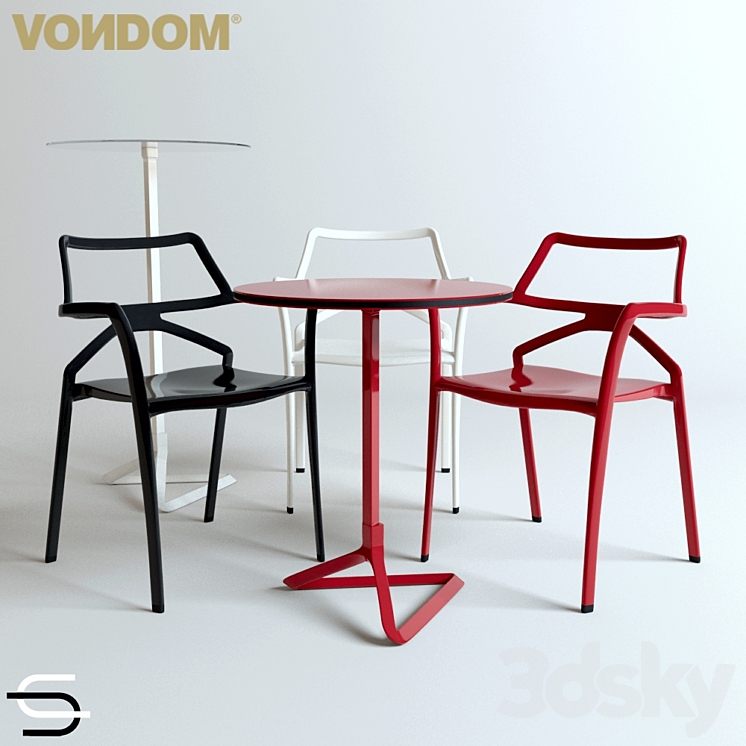 Vondom DELTA - Table + Chair - 3D model