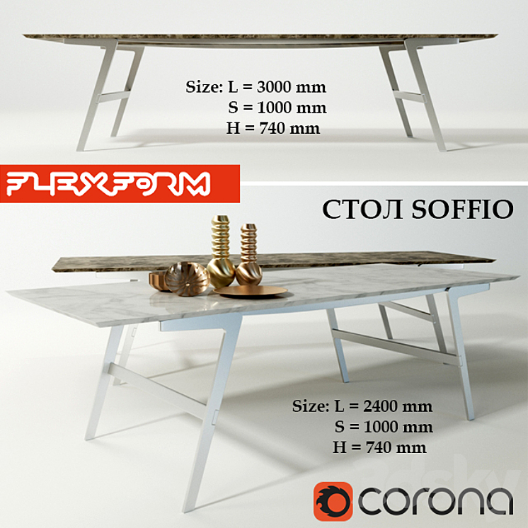 SOFFIO FLEXFORM table - Table - 3D model
