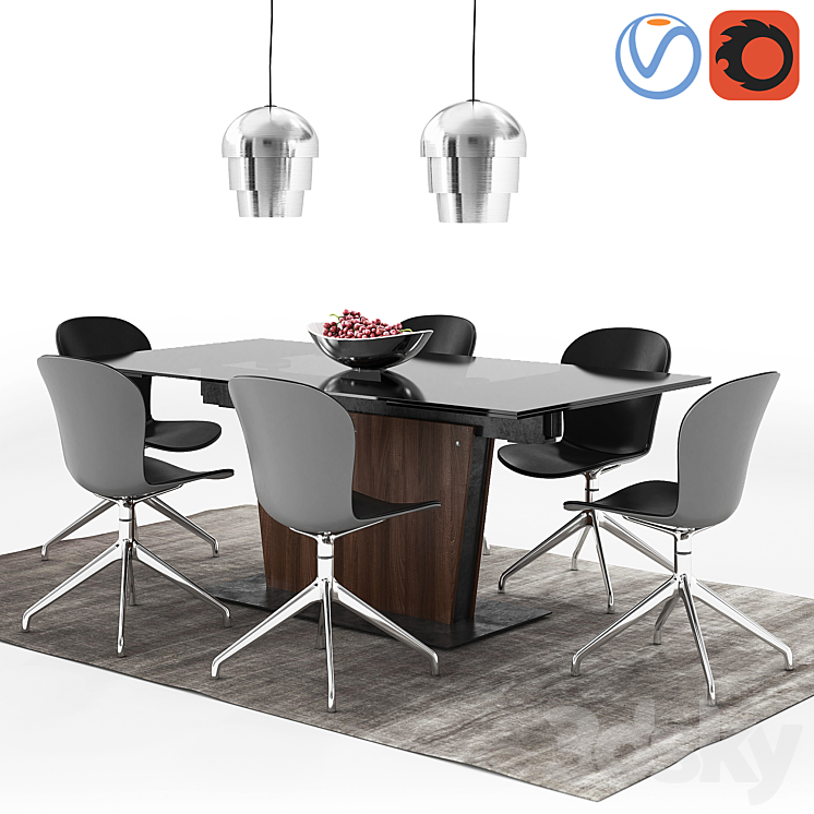 BoConcept Adelaide and Monza - Table + Chair - 3D model
